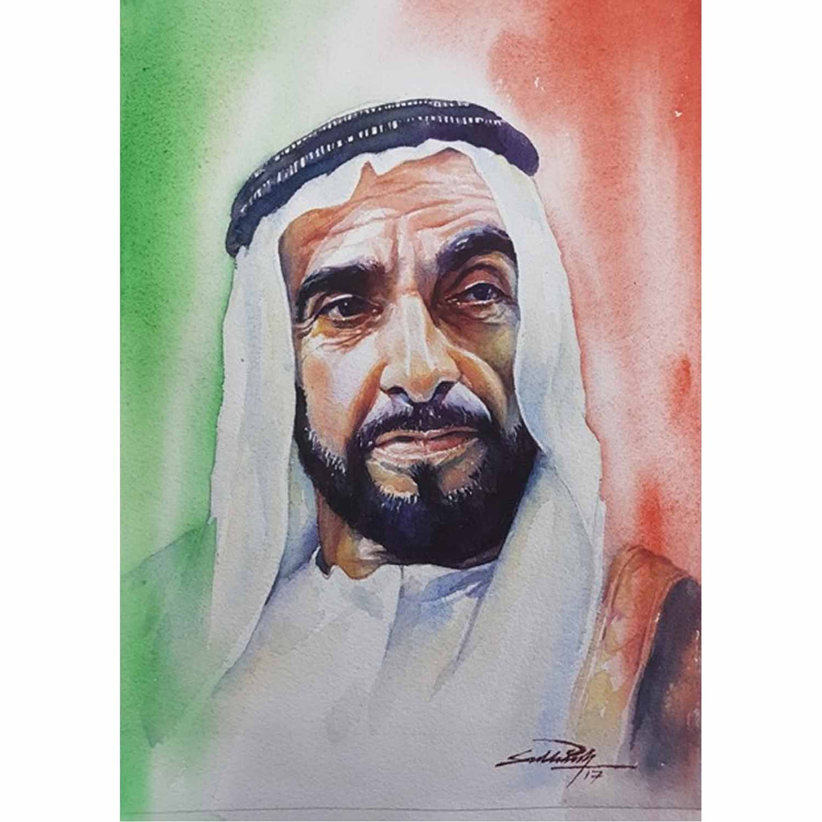 how to draw portrait of sheikh zayed